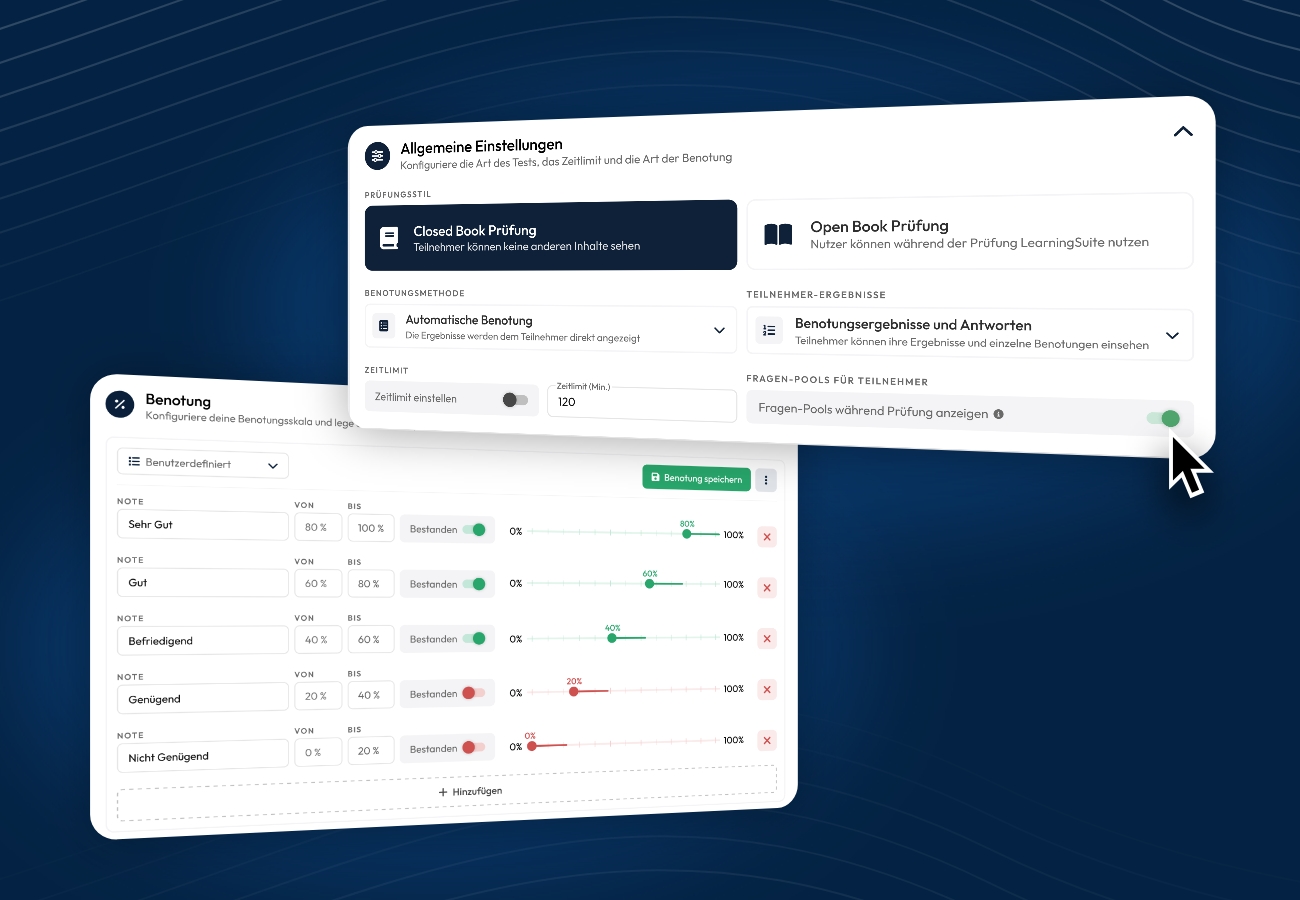 Umfangreiche digitale Prüfungen | Ganz einfach mit LearningSuite
